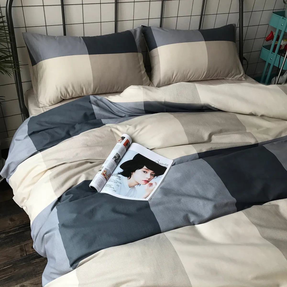 gray gingham comforter