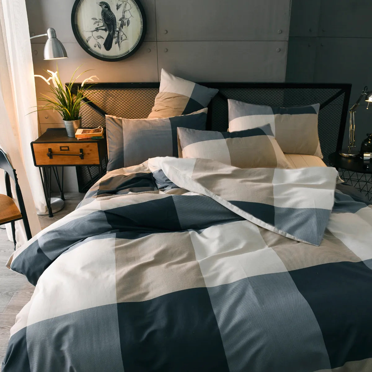 gray gingham comforter